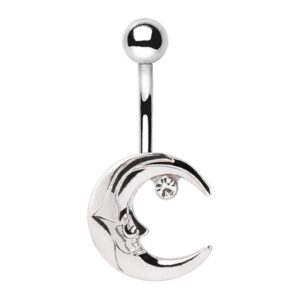 dynamique 316l surgical steel moon and star belly button ring (sold per piece)