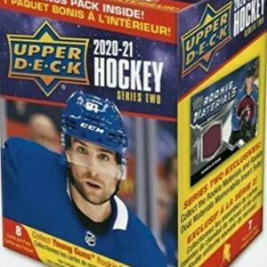 2020/21 Upper Deck Series 2 Hockey Blaster Box - 6 Packs Plus 1 Bonus Pack - 8 Cards Each - 1 Young Guns card per box on average