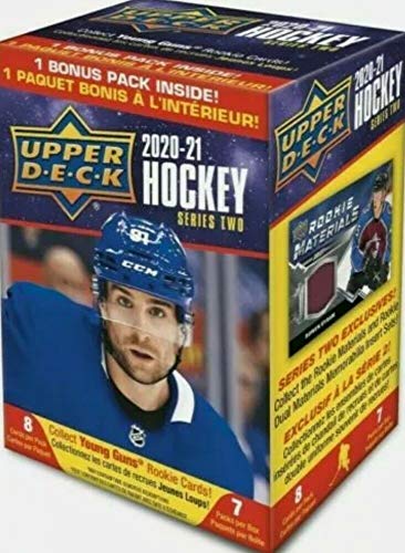 2020/21 Upper Deck Series 2 Hockey Blaster Box - 6 Packs Plus 1 Bonus Pack - 8 Cards Each - 1 Young Guns card per box on average