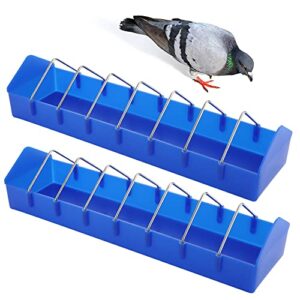 2 pack large pigeon feeder thick durable slot container feeding dish food dispenser tool for pigeon chicken duck bird poultry (length: 16")