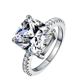 chwlnjn fashion women's ring s925 sterling silver cubic zirconia ring classic 4 prong pillow cz diamond ring eternal engagement wedding ring (8)