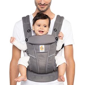 ergobaby all carry positions breathable mesh baby carrier with enhanced lumbar support & airflow (7-45 lb), omni breeze, graphite grey