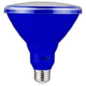 sunlite 81477 led par38 colored recessed light bulb, 15 watt (75w equivalent), medium (e26) base, floodlight, etl listed, blue, 1 pack