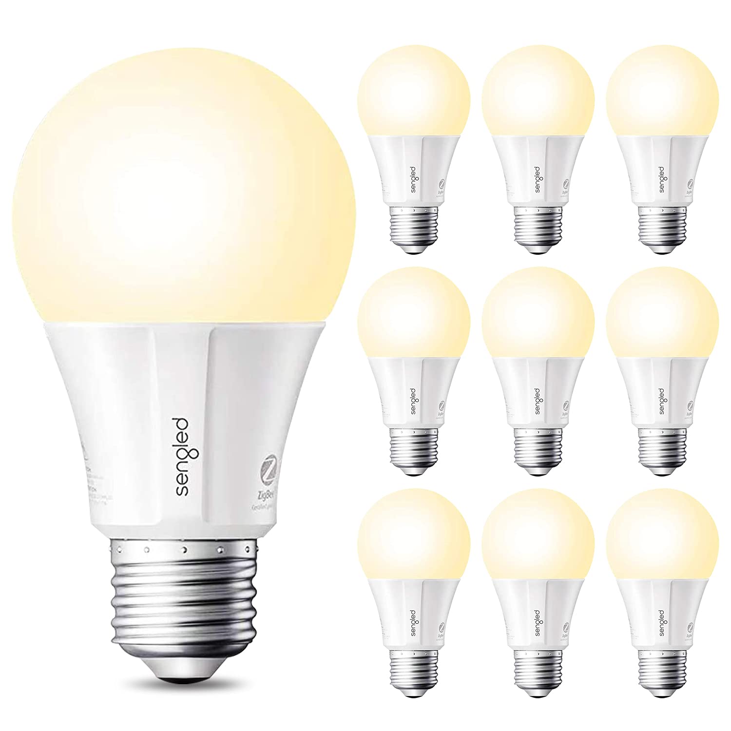 Sengled Zigbee Smart Bulbs, Smart Hub Required, Works with SmartThings and Echo with Built-in Hub, Voice Control with Alexa and Google Home, Soft White 60W Eqv. A19 Alexa Light Bulb, 10 Pack