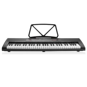 Ashthorpe 61-Key Digital Electronic Keyboard Piano, Portable Beginner Kit with Headphones, Mic and Keynote Stickers