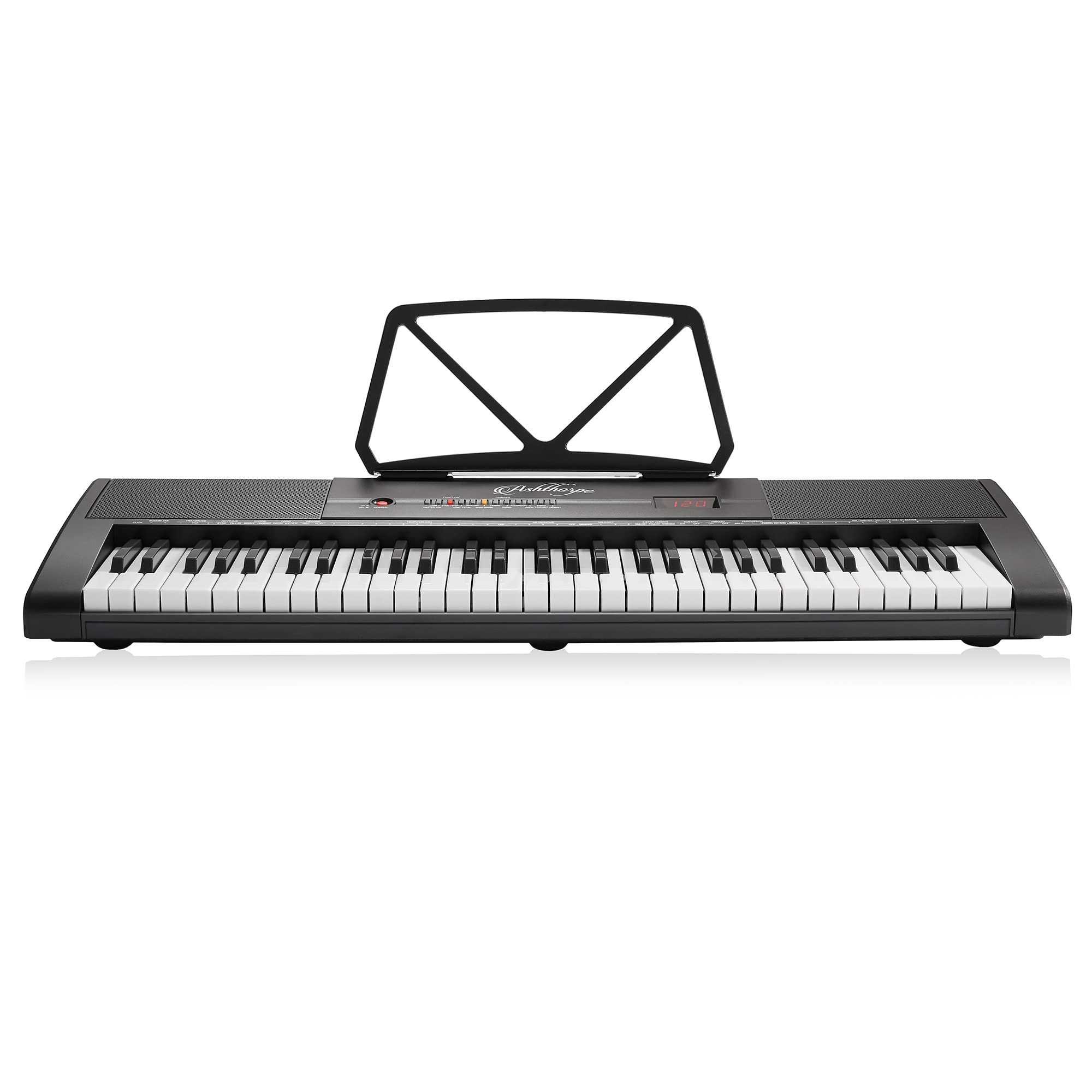 Ashthorpe 61-Key Digital Electronic Keyboard Piano, Portable Beginner Kit with Headphones, Mic and Keynote Stickers