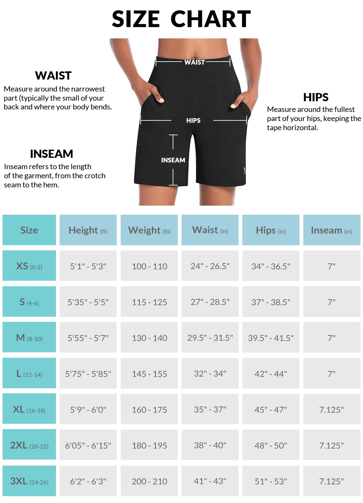 BALEAF Women's 7" Athletic Long Shorts High Waisted Running Bermuda Shorts with Pockets Black X-Large