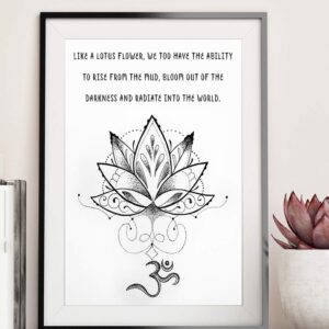 TJ Originals Like a Lotus Flower Quote - Spiritual and Boho Wall Decor - Namaste Zen and Meditation Aesthetic Room Decor - Unframed 11x14 Wall Art Print for Living Room or Yoga Studio