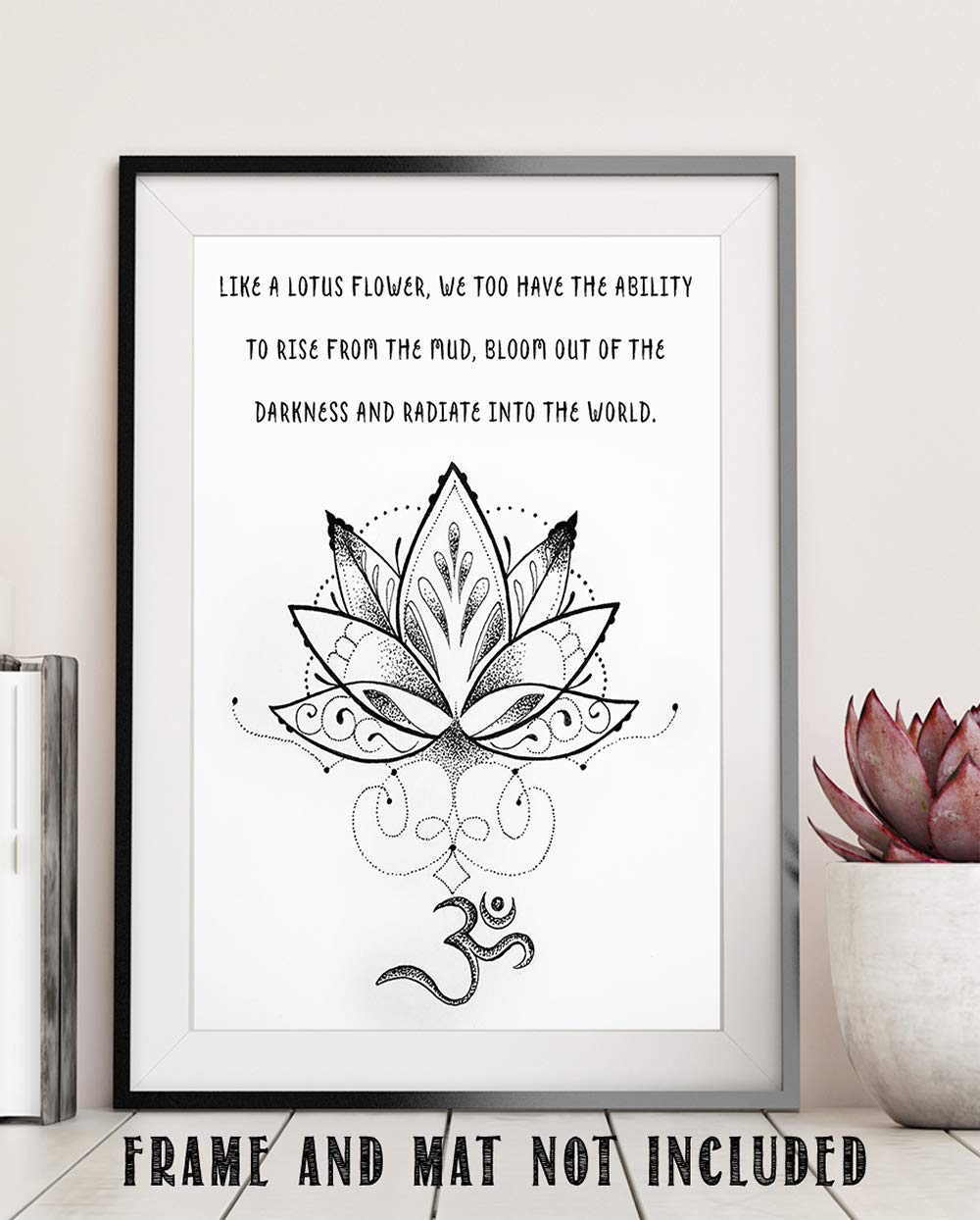 TJ Originals Like a Lotus Flower Quote - Spiritual and Boho Wall Decor - Namaste Zen and Meditation Aesthetic Room Decor - Unframed 11x14 Wall Art Print for Living Room or Yoga Studio