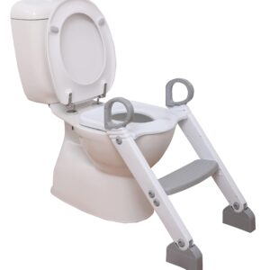 Dreambaby Potty Seat with Steps Toilet Training Seat - 2-Level Adjustable Potty Seat- Grey/White - Kids toilet seat attachment