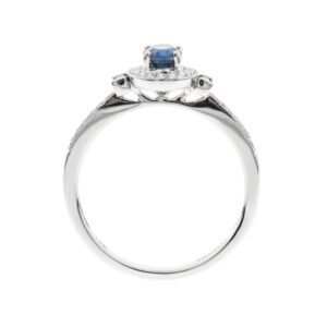 Gin and Grace 10K White Gold Genuine Blue Sapphire Ring with Diamonds for women,Ethically, White Gold gemstone stone, Sapphire