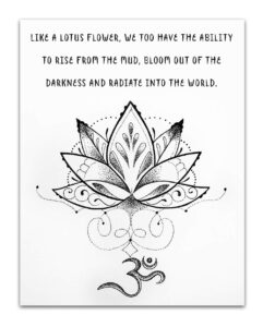 tj originals like a lotus flower quote - spiritual and boho wall decor - namaste zen and meditation aesthetic room decor - unframed 11x14 wall art print for living room or yoga studio