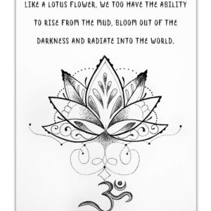 TJ Originals Like a Lotus Flower Quote - Spiritual and Boho Wall Decor - Namaste Zen and Meditation Aesthetic Room Decor - Unframed 11x14 Wall Art Print for Living Room or Yoga Studio