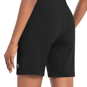 BALEAF Women's 7" Athletic Long Shorts High Waisted Running Bermuda Shorts with Pockets Black X-Large