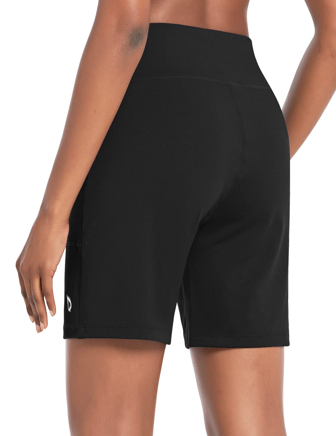 BALEAF Women's 7" Athletic Long Shorts High Waisted Running Bermuda Shorts with Pockets Black X-Large