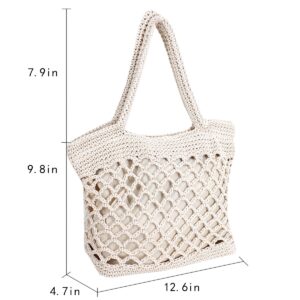 ZLM BAG US Cotton Crochet Beach Tote Bohemian Handmade Top Handle Bag Small Summer Boho Bag