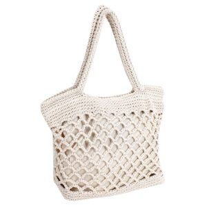 ZLM BAG US Cotton Crochet Beach Tote Bohemian Handmade Top Handle Bag Small Summer Boho Bag