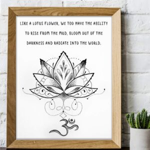 TJ Originals Like a Lotus Flower Quote - Spiritual and Boho Wall Decor - Namaste Zen and Meditation Aesthetic Room Decor - Unframed 11x14 Wall Art Print for Living Room or Yoga Studio