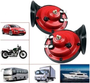 300db car horn 【2 pack】 12v waterproof double horn, used for trucks, trains and ships, electric snails for cars, motorcycles, alternative electronic parts for cars (red)