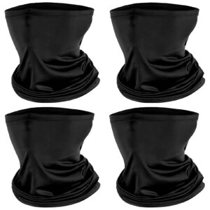 coolzu 4 pack neck gaiter face mask : balaclava mask & bandana headband for men women (black)