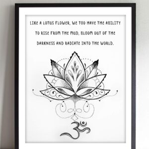 TJ Originals Like a Lotus Flower Quote - Spiritual and Boho Wall Decor - Namaste Zen and Meditation Aesthetic Room Decor - Unframed 11x14 Wall Art Print for Living Room or Yoga Studio