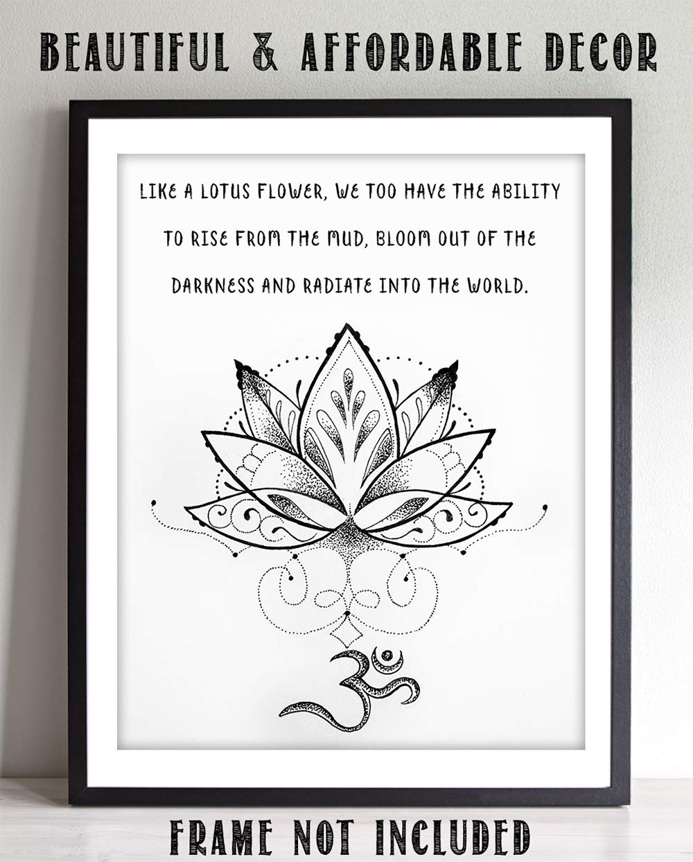 TJ Originals Like a Lotus Flower Quote - Spiritual and Boho Wall Decor - Namaste Zen and Meditation Aesthetic Room Decor - Unframed 11x14 Wall Art Print for Living Room or Yoga Studio