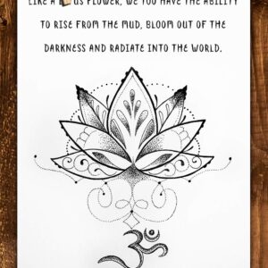 TJ Originals Like a Lotus Flower Quote - Spiritual and Boho Wall Decor - Namaste Zen and Meditation Aesthetic Room Decor - Unframed 11x14 Wall Art Print for Living Room or Yoga Studio