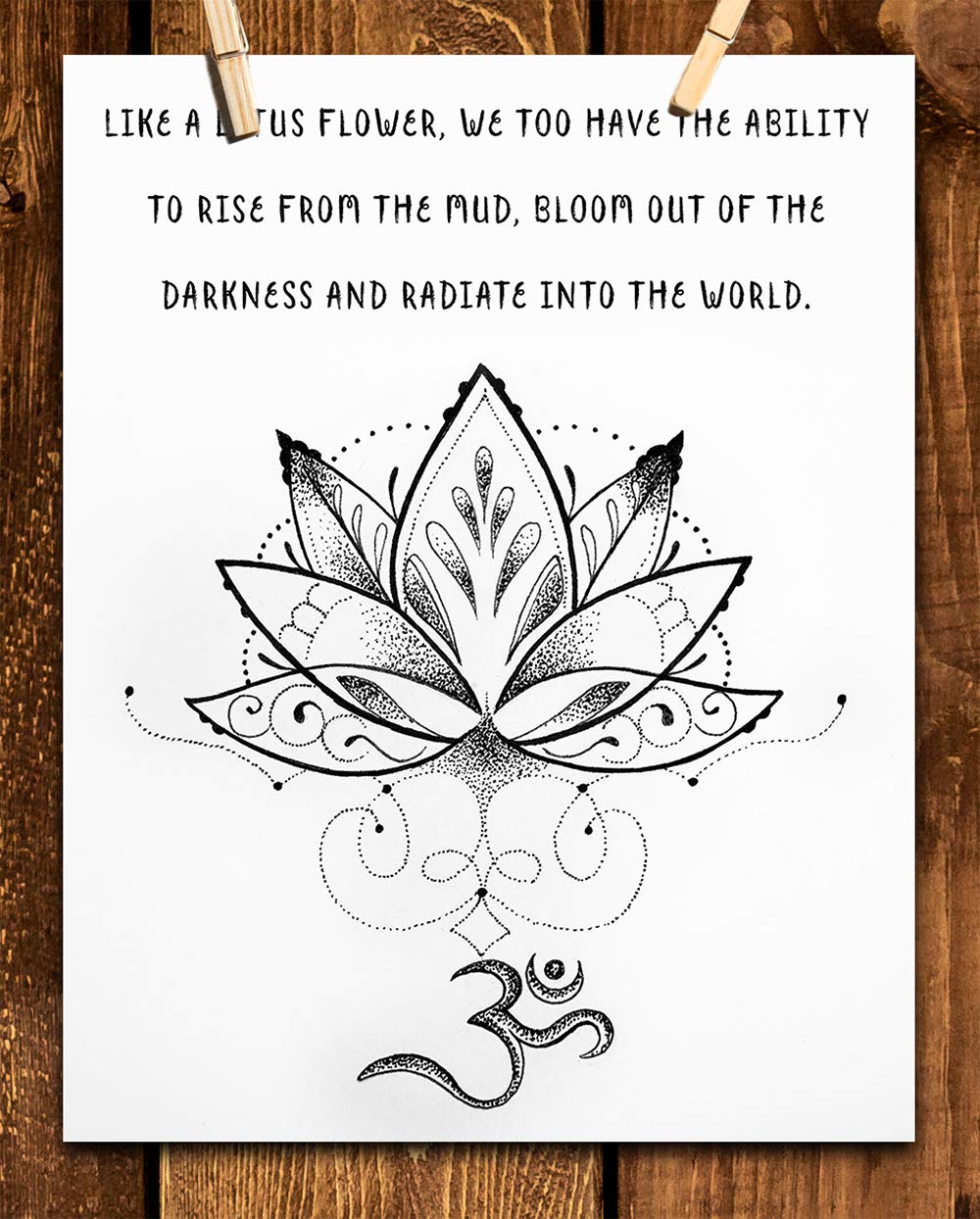 TJ Originals Like a Lotus Flower Quote - Spiritual and Boho Wall Decor - Namaste Zen and Meditation Aesthetic Room Decor - Unframed 11x14 Wall Art Print for Living Room or Yoga Studio