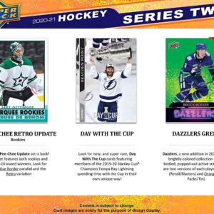 2020/21 Upper Deck Series 2 Hockey Blaster Box - 6 Packs Plus 1 Bonus Pack - 8 Cards Each - 1 Young Guns card per box on average