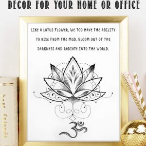 TJ Originals Like a Lotus Flower Quote - Spiritual and Boho Wall Decor - Namaste Zen and Meditation Aesthetic Room Decor - Unframed 11x14 Wall Art Print for Living Room or Yoga Studio