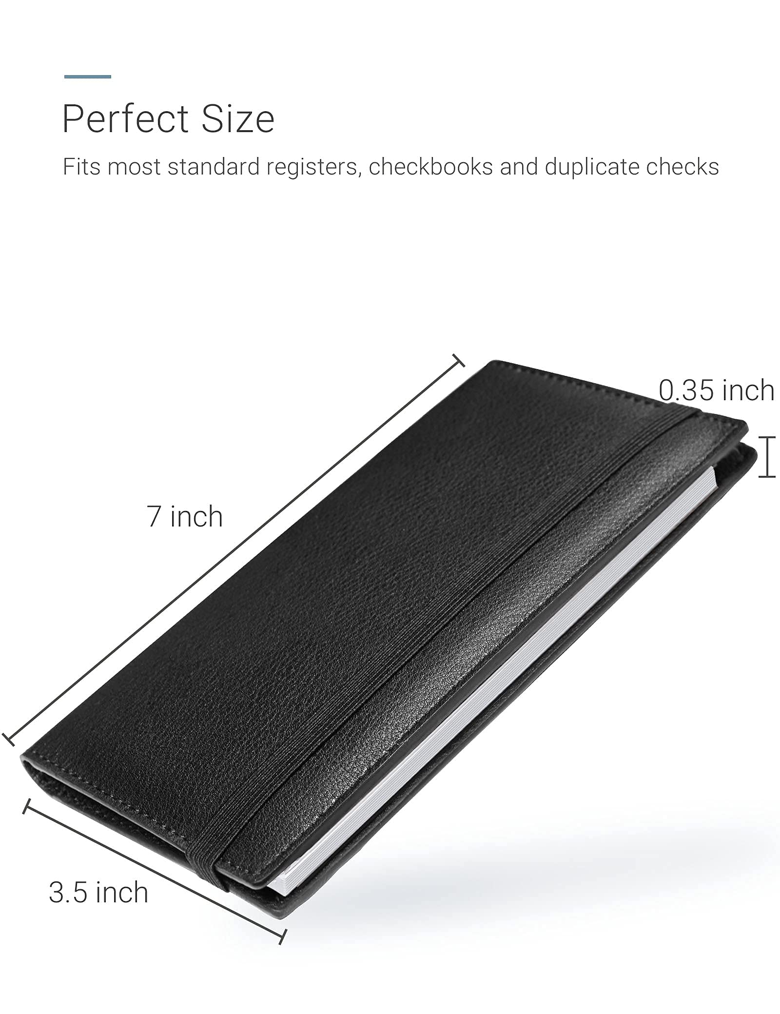 Zreal Checkbook Cover for Men & Women, Premium Vegan Leather Checkbook Holder Slim Wallets for Top & Side Tear Duplicate Checks with RFID Blocking (Matte Black)