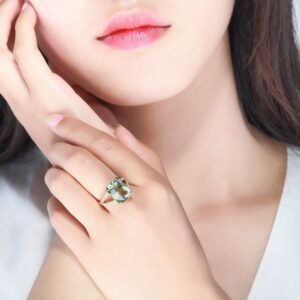 XINQI May Birthstone Ring - Green Onyx in 14k Gold - Handmade Vintage Ring - Gold Rings for Women (7)