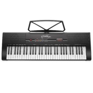 Ashthorpe 61-Key Digital Electronic Keyboard Piano, Portable Beginner Kit with Headphones, Mic and Keynote Stickers