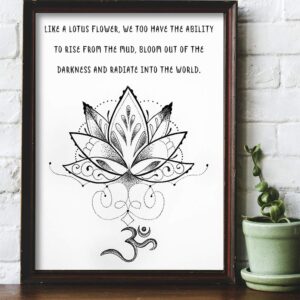 TJ Originals Like a Lotus Flower Quote - Spiritual and Boho Wall Decor - Namaste Zen and Meditation Aesthetic Room Decor - Unframed 11x14 Wall Art Print for Living Room or Yoga Studio