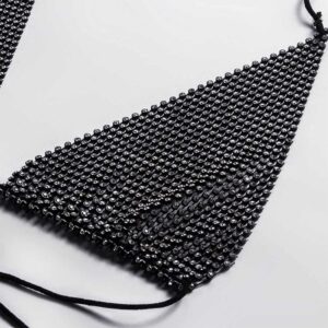 Asooll Rhinestone Bikini Sets Sparkly Crystal Beach Bra Body Chain Sexy Swimwear Fashion Party Nightclub Body Accessories Jewelry for Women and Girls (Black)