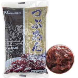 sweetened red bean paste - adzuki beans, japanese mochi rice cake sweets anko, mashed tsubuan, vegan & gluten-free, no preservative, no-msg, non-gmo, 14.11oz (pack of 1 (coarse))