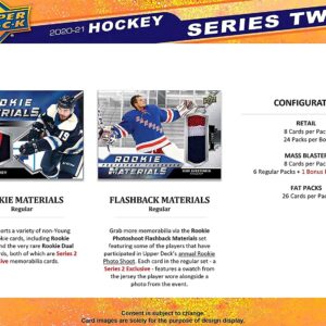 2020/21 Upper Deck Series 2 Hockey Blaster Box - 6 Packs Plus 1 Bonus Pack - 8 Cards Each - 1 Young Guns card per box on average