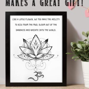 TJ Originals Like a Lotus Flower Quote - Spiritual and Boho Wall Decor - Namaste Zen and Meditation Aesthetic Room Decor - Unframed 11x14 Wall Art Print for Living Room or Yoga Studio