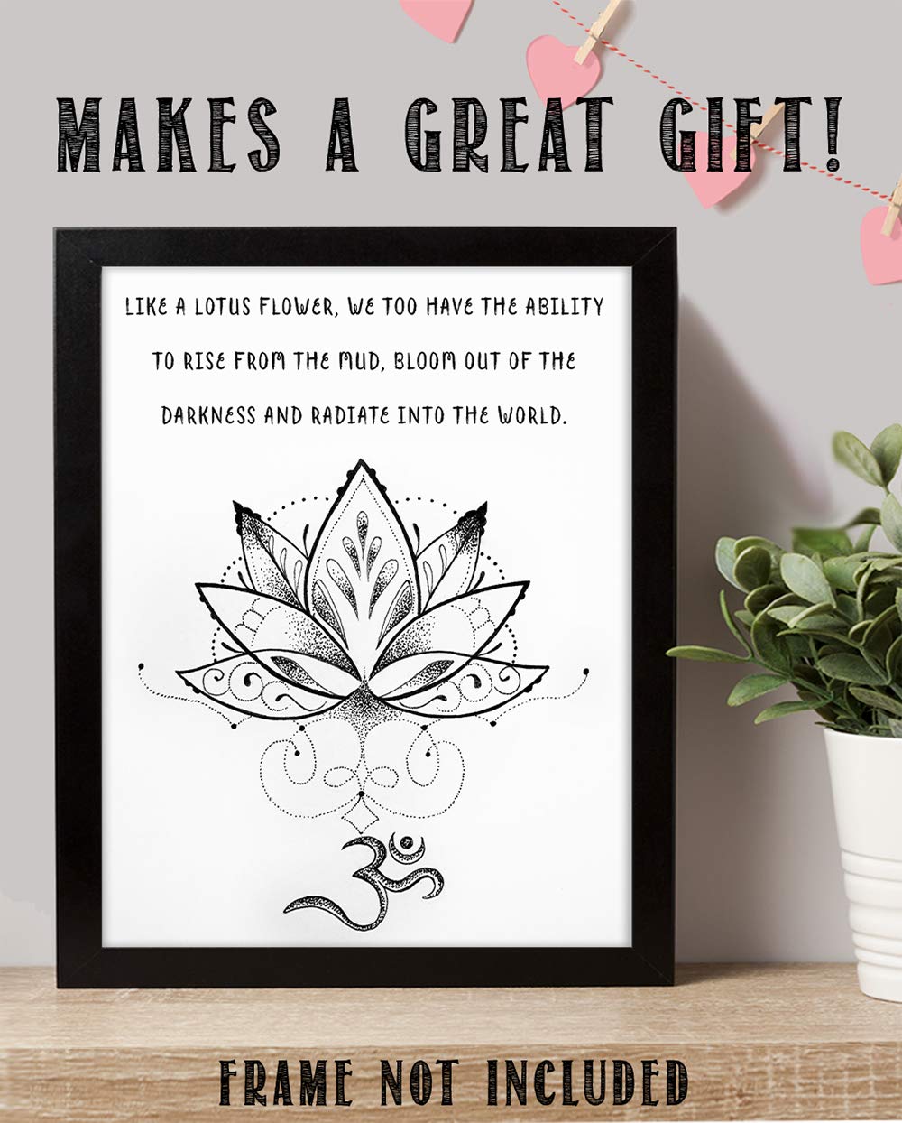 TJ Originals Like a Lotus Flower Quote - Spiritual and Boho Wall Decor - Namaste Zen and Meditation Aesthetic Room Decor - Unframed 11x14 Wall Art Print for Living Room or Yoga Studio