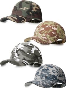 geyoga 4 pieces men camouflage baseball cap army military camo hat camouflage outdoor sports cap camo tactical cap hunting fishing hat for men women