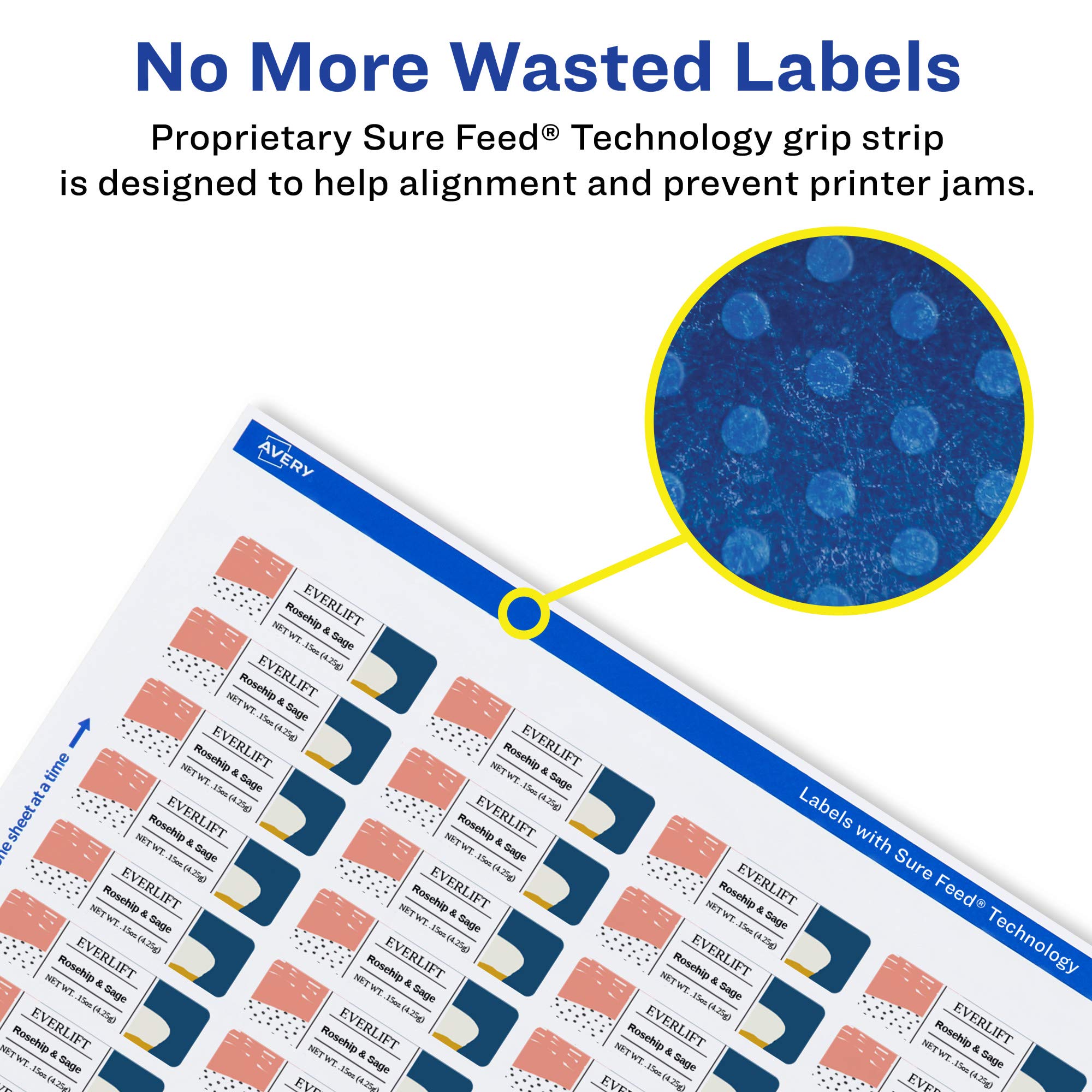 Avery Matte White Rectangle Labels with Sure Feed, 1" x 1.5", 800 Matte White Printable Labels