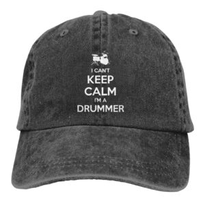 i can't keep calm i'm a drummer hats for men women vintage baseball cap beach dad sun hat black