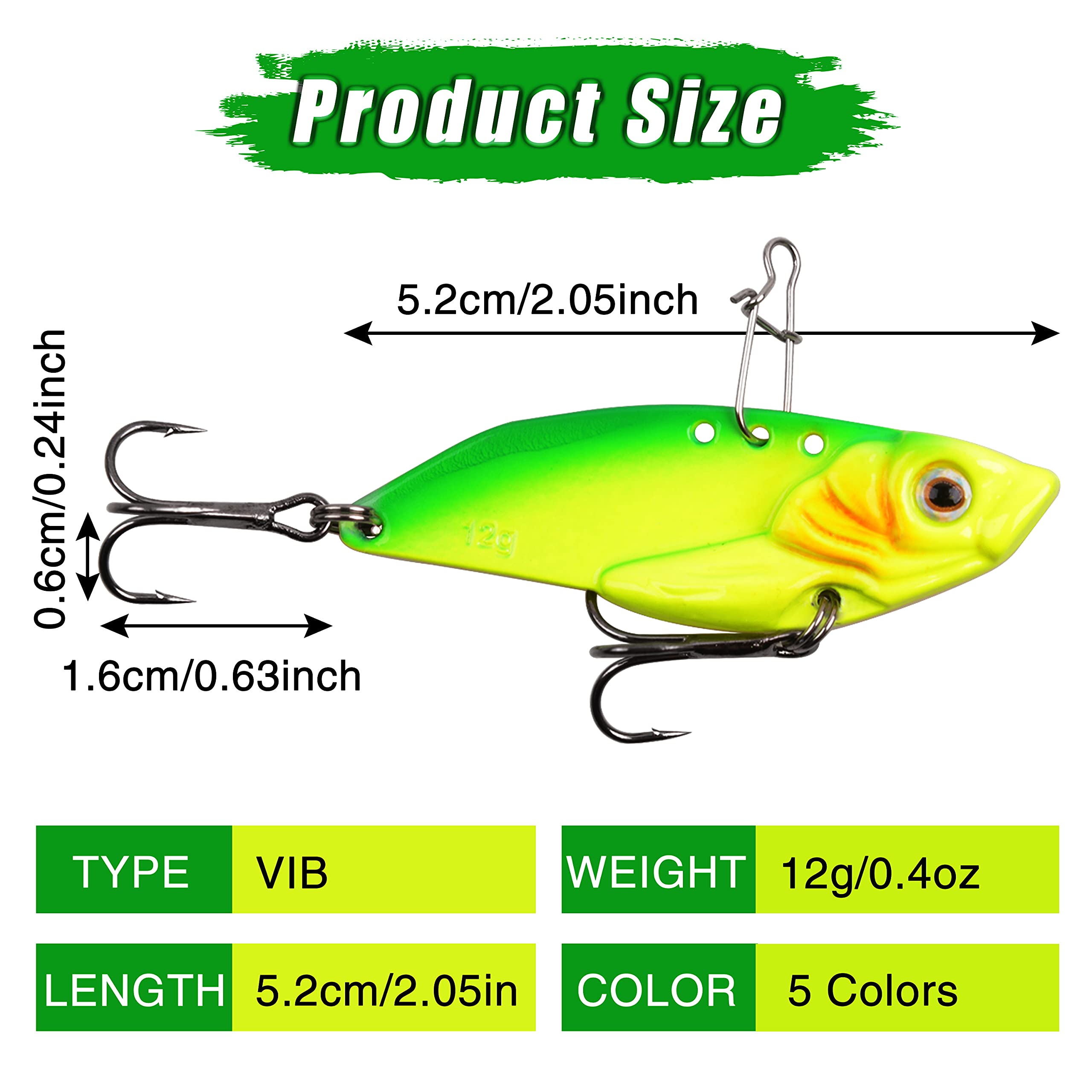 Blade Baits Fishing Jigging Spoon Lures,Metal VIB Hard Spinner Blade Baits Swimbait Vibrating Lipless Crankbait Fishing Lures for Bass Walleye Trout