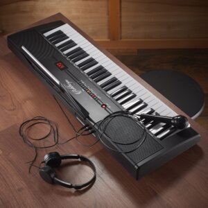 Ashthorpe 61-Key Digital Electronic Keyboard Piano, Portable Beginner Kit with Headphones, Mic and Keynote Stickers