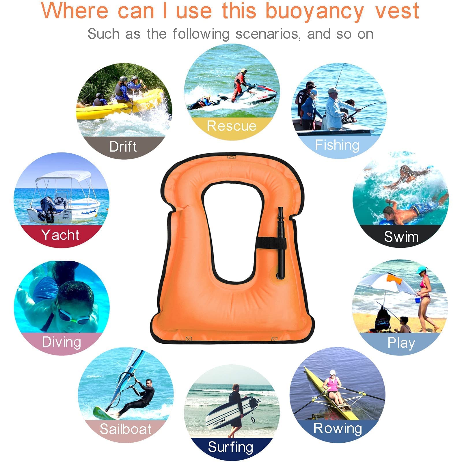 Snorkel Vest for Adults, Adjustable Light Snorkeling Jackets Safety Vests for Diving, Snorkeling, Swimming, Surfing (Up to 200 lbs Loading)