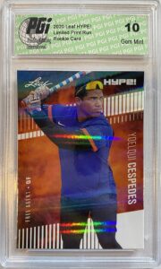 yoelqui cespedes 2020 leaf hype! #42a white shimmer 1 of 1 rookie card pgi 10