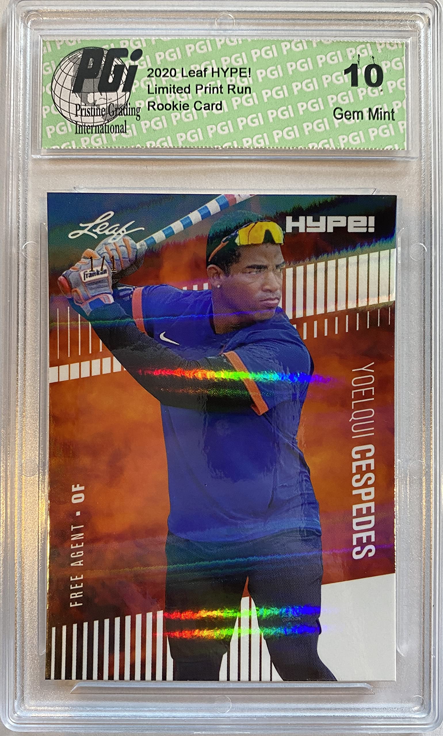 Yoelqui Cespedes 2020 Leaf HYPE! #42A White Shimmer 1 of 1 Rookie Card PGI 10