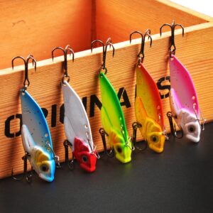 Blade Baits Fishing Jigging Spoon Lures,Metal VIB Hard Spinner Blade Baits Swimbait Vibrating Lipless Crankbait Fishing Lures for Bass Walleye Trout