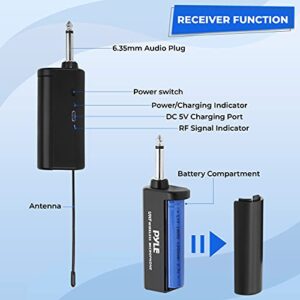 Pyle Dual UHF Microphone System - Portable Professional Cordless Microphone Set Wireless Mic Kit w/Headset / Lavalier Mic, Beltpack Transmitter, Receiver - Karaoke & Conference - Pyle PDWMU211,Black