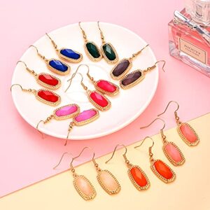 9 Pairs Multicolor Dangle Earrings Set Druzy Crystal Stone Drop Earrings Colorful Resin Crystal Hook Earrings Jewelry Gift for Women